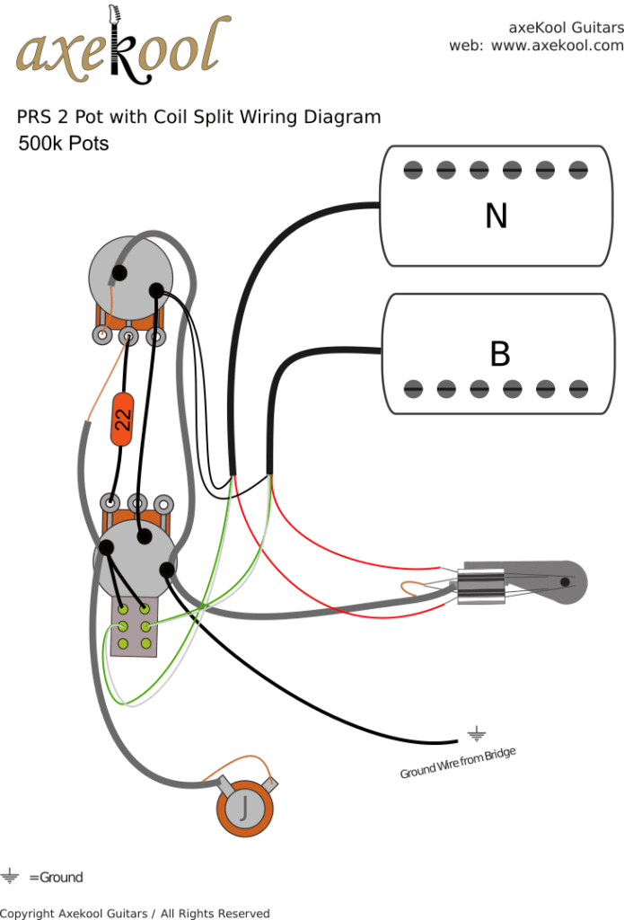 PRS 2 Pot with Coil Split Wiring Diagram & Fitting Instructions