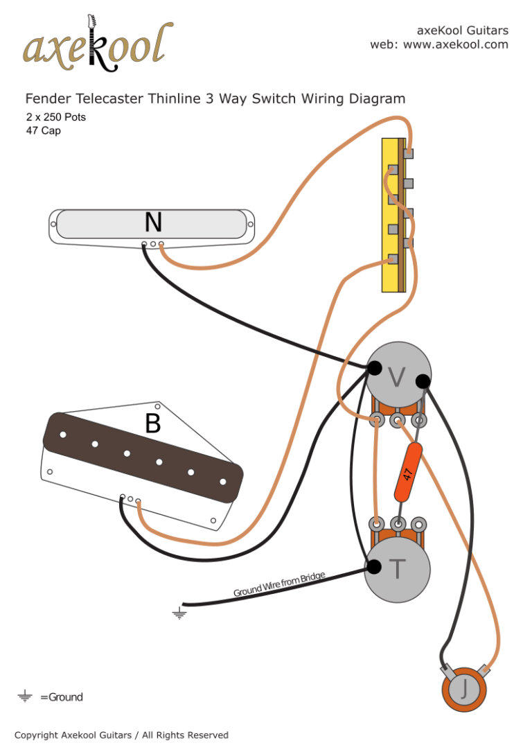 Fender Telecaster Thinline Vintage Wiring Harness 3 Way Switch