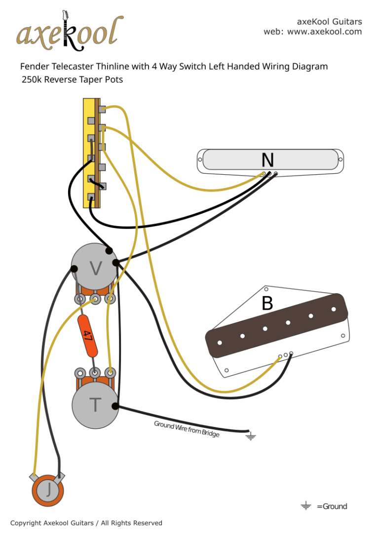Telecaster Thinline Left Handed 4 Way Switch Wiring Diagram