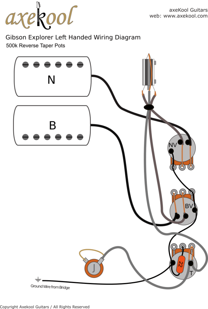 Gibson & Epiphone Explorer Left Handed Wiring Diagram