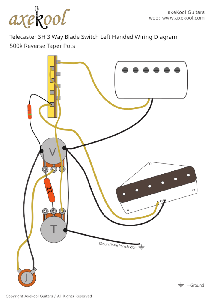 Telecaster HS/SH 3 Way Blade Switch Left Handed Wiring Diagram