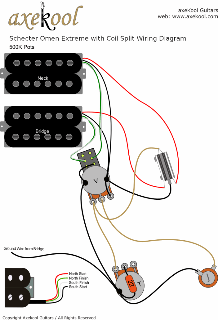 Schecter Omen Extreme with Coil Split Wiring Diagram