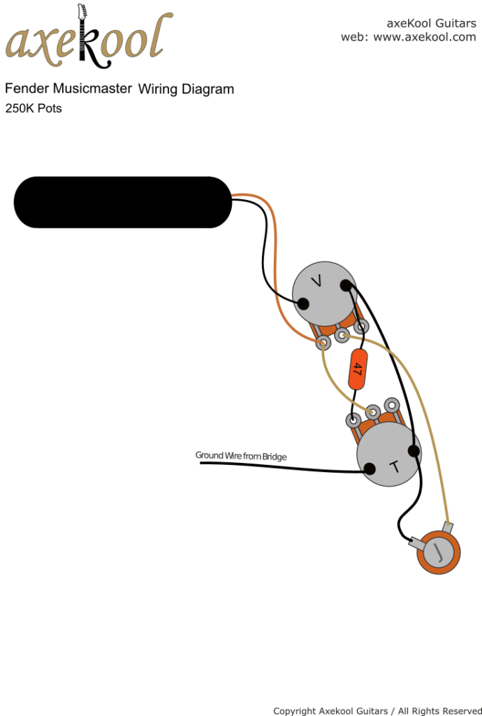 Fender Musicmaster (Single Pickup) Wiring Diagram & Fitting Info