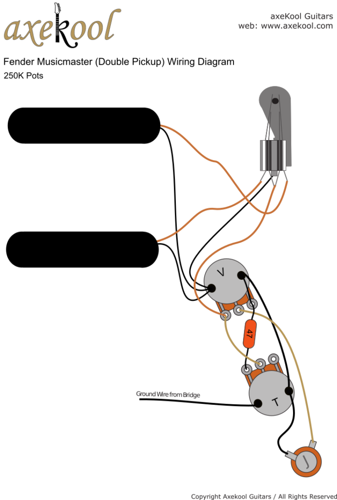Fender Musicmaster (Double Pickup) Wiring Diagram & Fitting Info